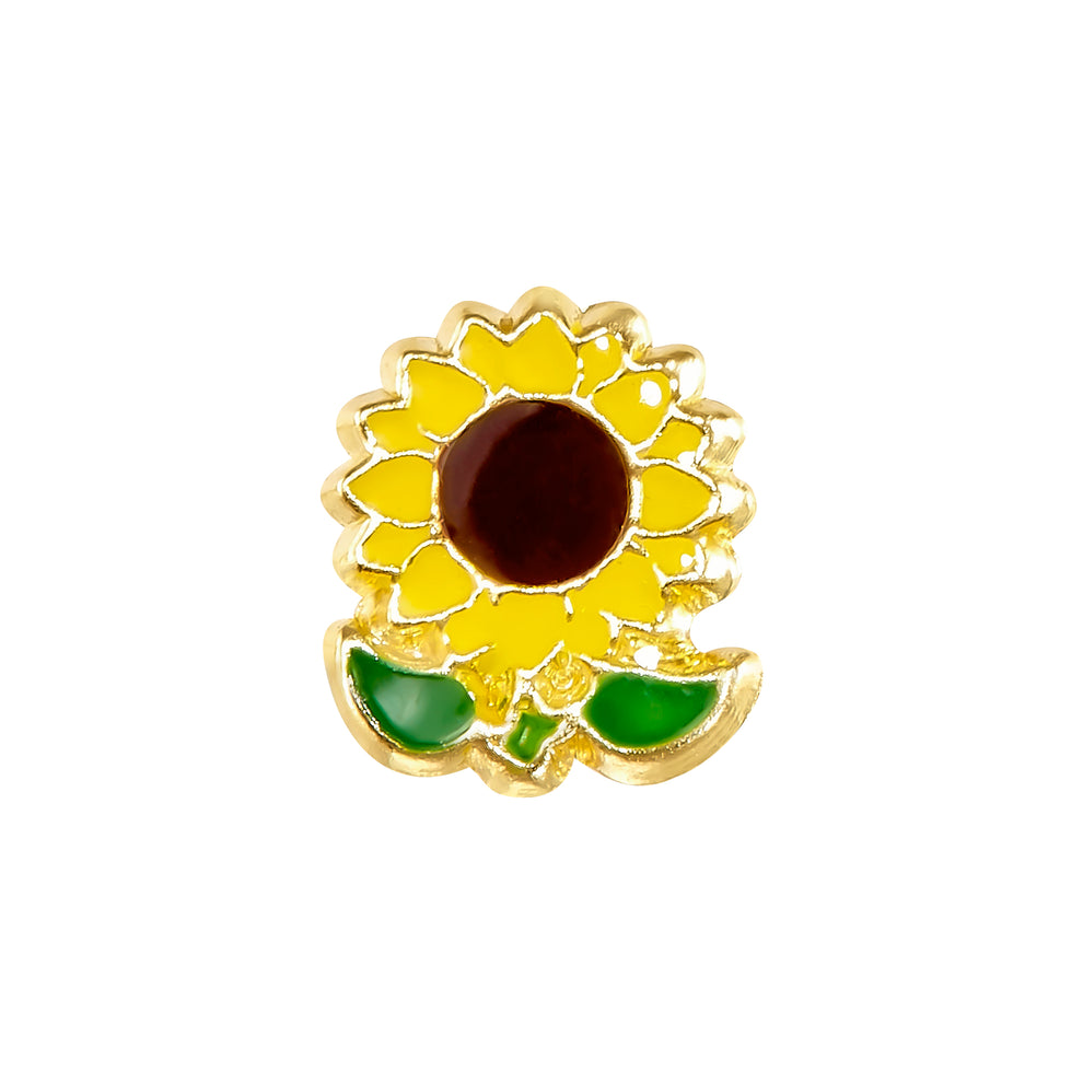 Par de Broquel girasol esmalte oro 10k DORADO – Amaris Joya